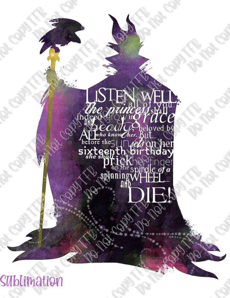 Maleficent Silhouette Gothic Villain Portrait Frame Sticker Decal